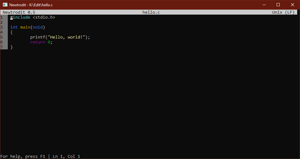 GitHub - anic17/Newtrodit: A console text editor written in C.