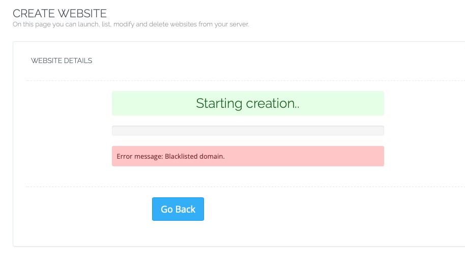 Attempted to create a website and received an error · Issue #757 · usmannasir/cyberpanel · GitHub