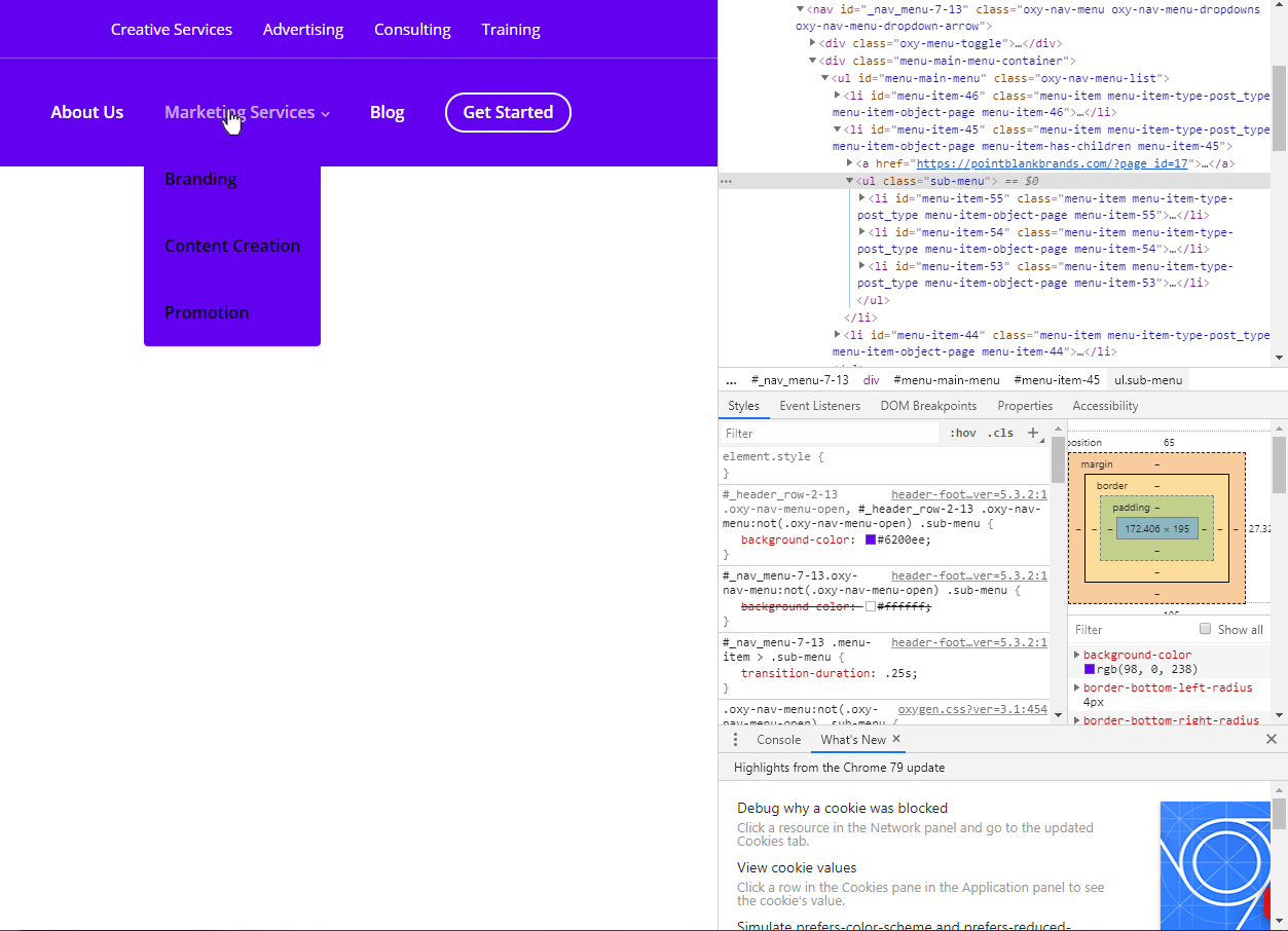 Menu drop down is auto inheriting header row background color · Issue #844 · soflyy/oxygen-bugs ...