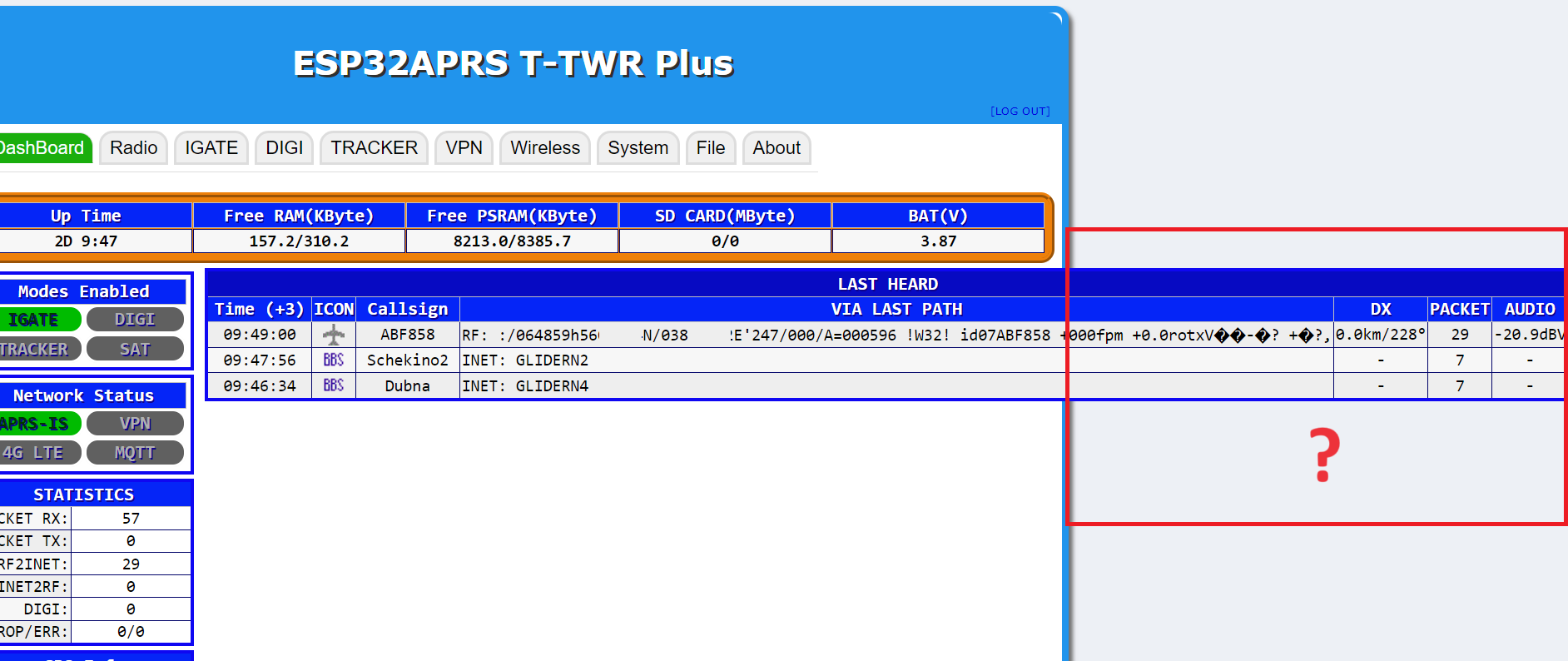 APRS message in the DashBoard may exceed width of the "LAST HEARD" WebUI frame · Issue #3 ...