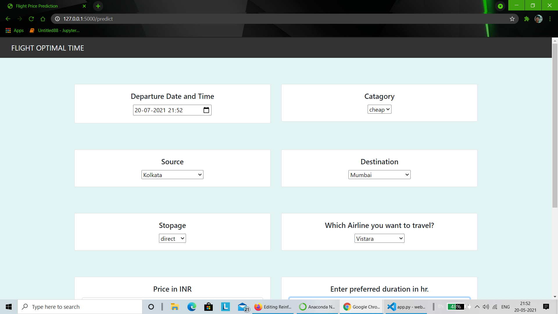 GitHub - Ranit-collab/Flight-Optimal-Time-Prediction: Aim is to predict the time when a customer ...