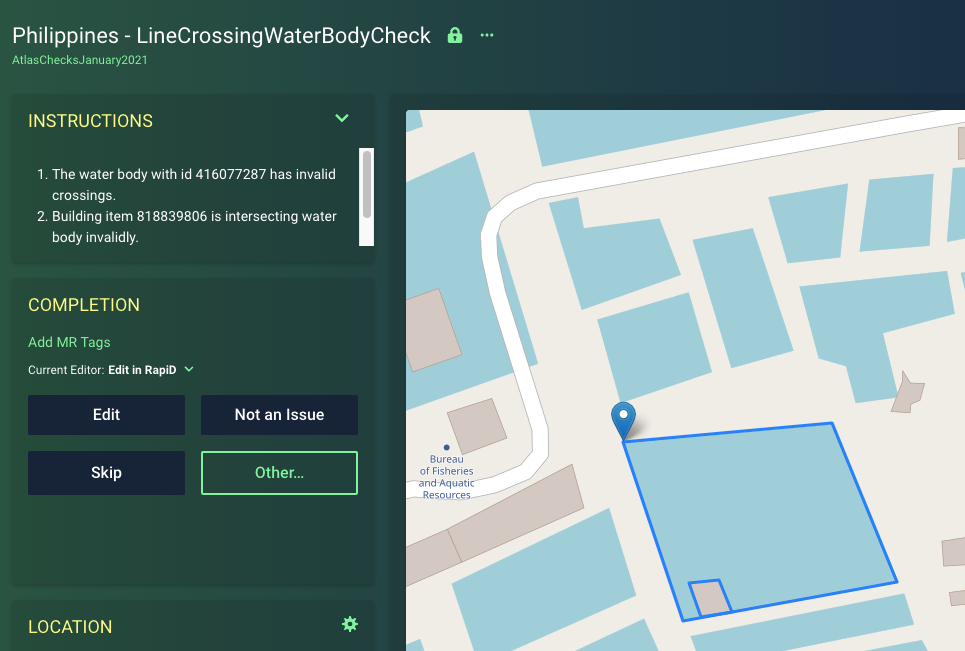 [Bug] LineCrossingWaterBodyCheck erroneous location in flag · Issue #496 · osmlab/atlas-checks ...