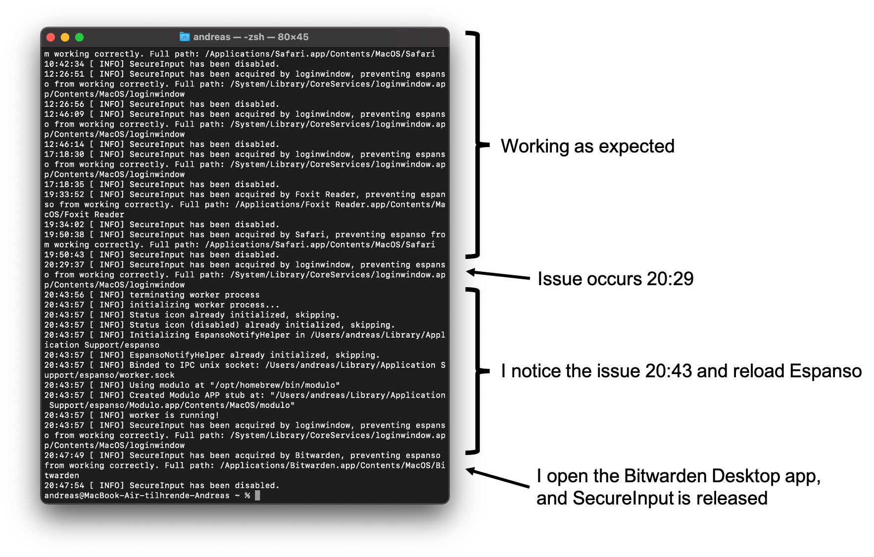 Secure Input is acquired by BitWarden on MacOS and never released · Issue #805 · bitwarden ...