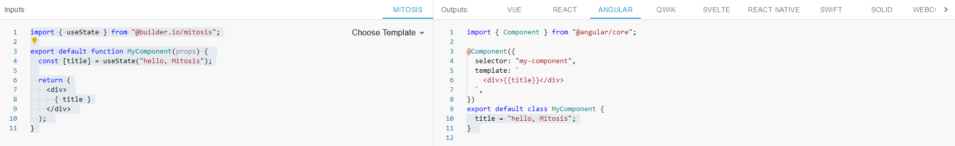 variable is ignored when compiled into other framework · Issue #145 · BuilderIO/mitosis · GitHub