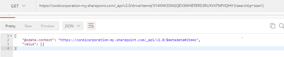 The search API does not work when searching under a folder hierarchy ...
