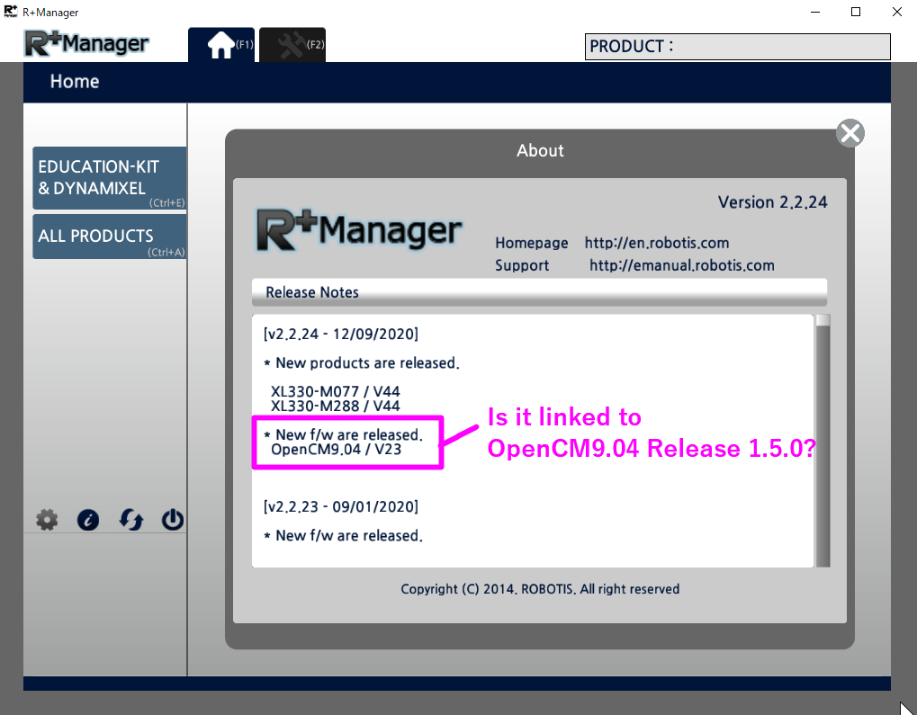 Are they a set? OpenCM9.04 Release 1.5.0 and OpenCM9.04 Firmware ver 23. · Issue #102 · ROBOTIS ...