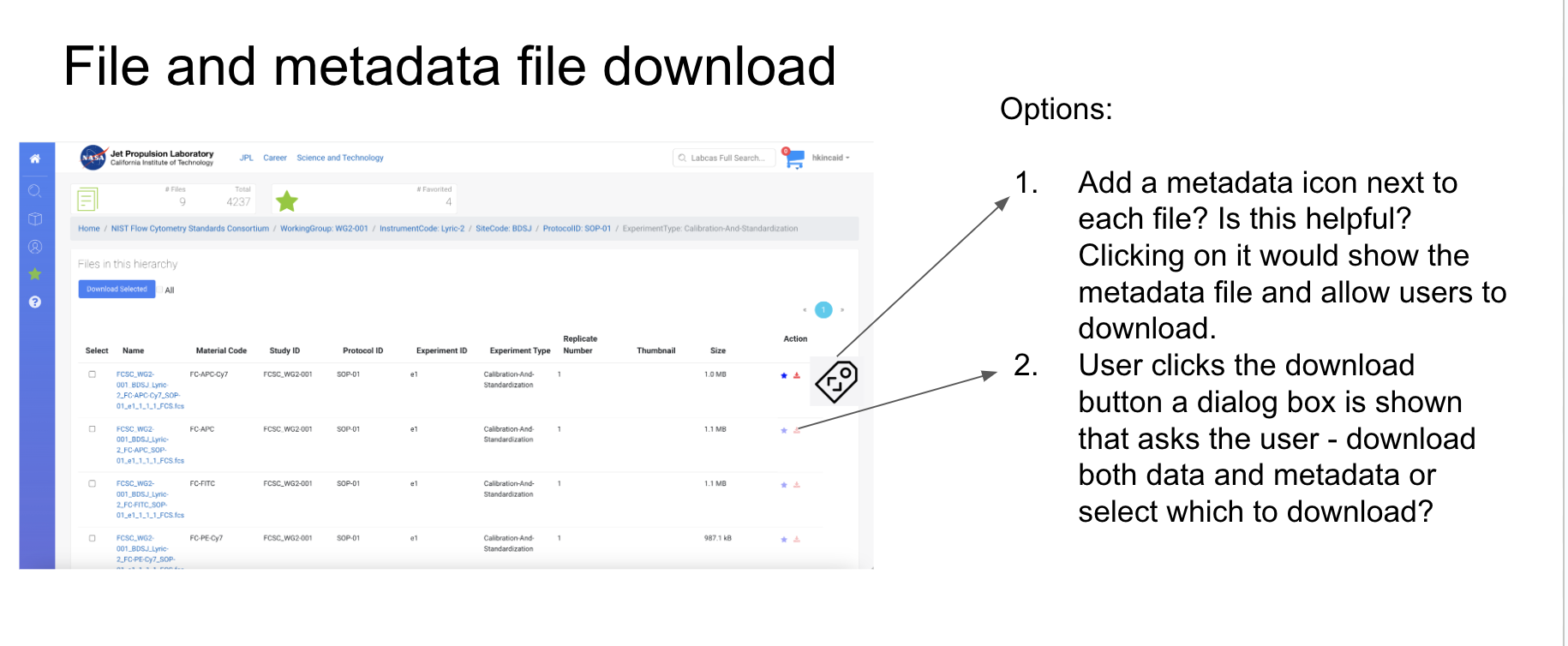 Create metadata csv files for download · Issue #47 · Labcas-NIST/Labcas-ui · GitHub