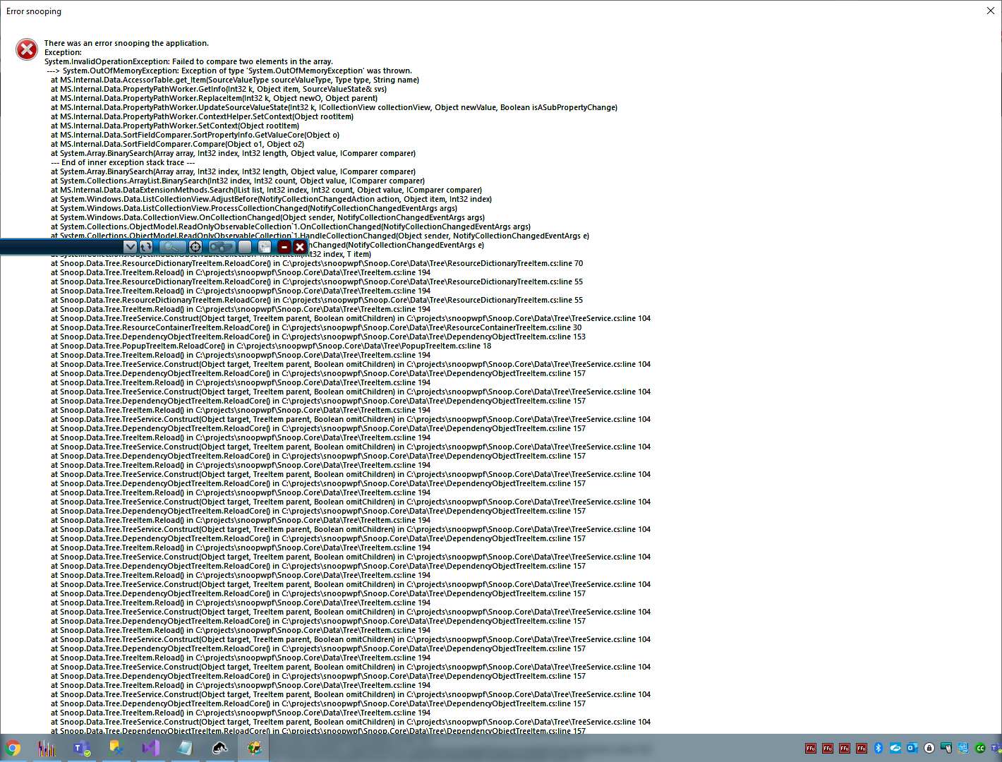 Out of memory exception in snoop after target app was converted from .NET 4.8 to .NET 5 · Issue ...