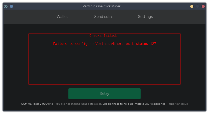 Failure to configure VerthasMiner : exit status 127 · Issue #463 · vertcoin-project/one-click ...