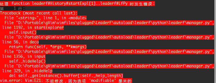 执行LeaderfHistoryCmd报错 · Issue #252 · Yggdroot/LeaderF · GitHub