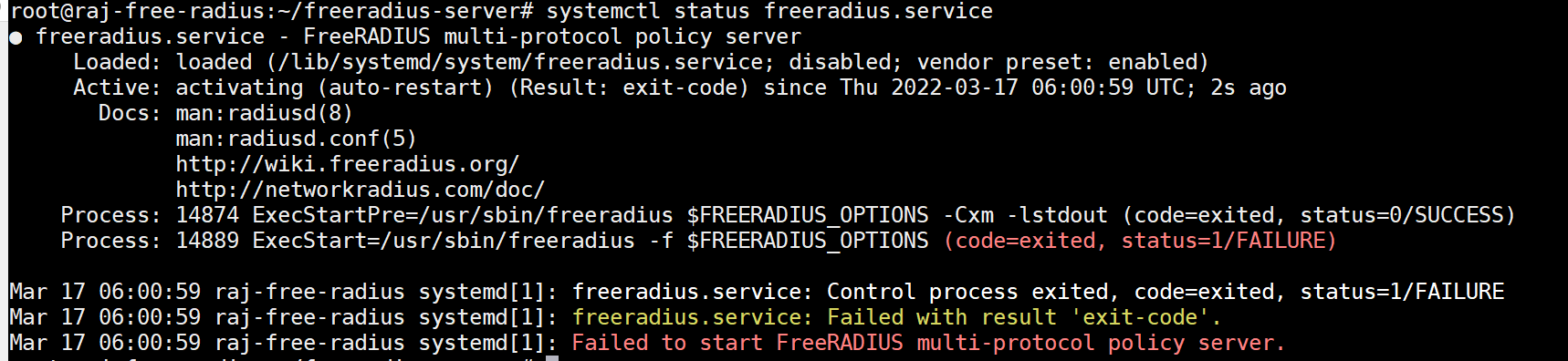 [defect]: Failed to start FreeRADIUS multi-protocol policy server · Issue #4420 · FreeRADIUS ...