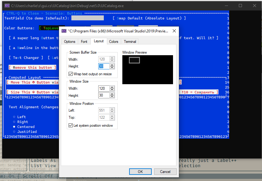 UI Catalog is not filling console (at least on Windows) · Issue #1065 · gui-cs/Terminal.Gui · GitHub