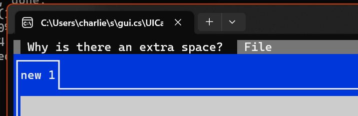 MenuBar has an extra space on left. Seems odd. · Issue #2109 · gui-cs/Terminal.Gui · GitHub