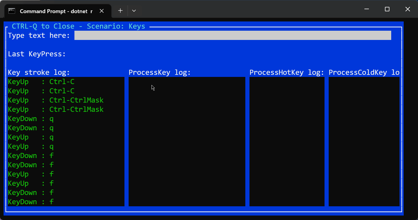Keys Only Key Stroke Log Is Working · Issue 2176 · Gui Cs Terminal Gui · Github
