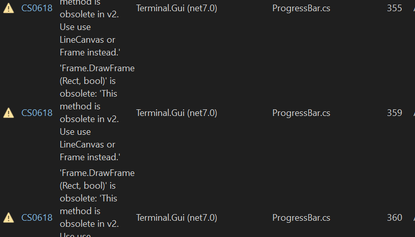 ProgressBar: 'Frame.DrawFrame(Rect, bool)' is obsolete: 'This method is ...