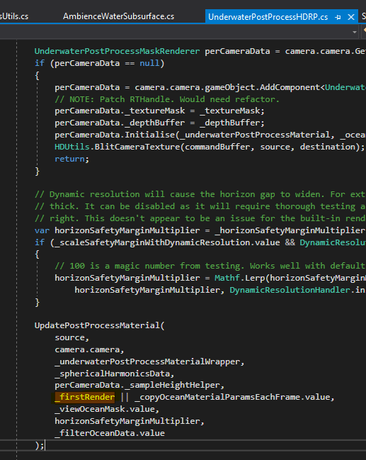 UnderwaterPostProcessHDRP: _firstRenderer always on true · Issue #706 · wave-harmonic/crest · GitHub