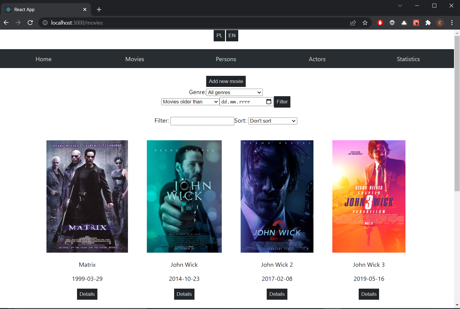 GitHub - LudwikaMalinowska/MoviesAPI-2022: A Web Application in React with database in ...