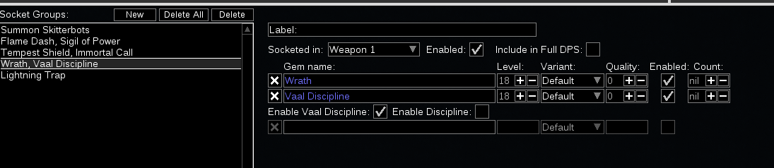 Vaal discipline not turned on. · Issue #4106 · PathOfBuildingCommunity/PathOfBuilding · GitHub