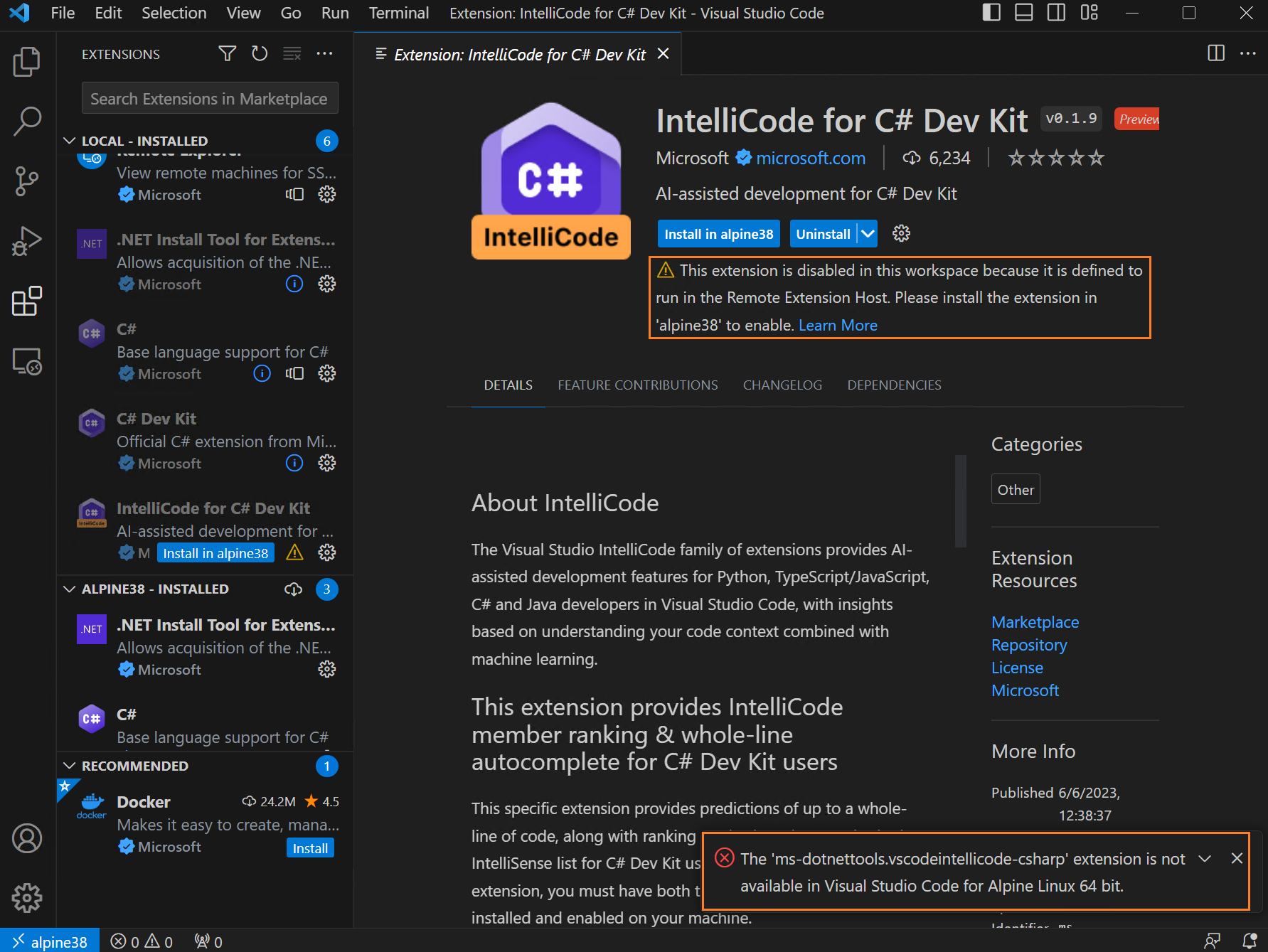 Prompted to Install Extension on Remote Host When it isn't Availabe · Issue #184939 · microsoft ...