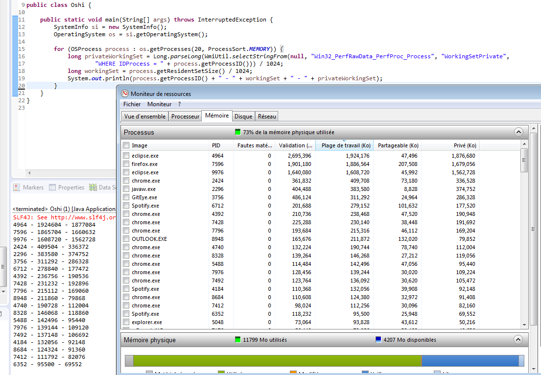 How to get memory usage, disk usage and latency from a process? · Issue #372 · oshi/oshi · GitHub