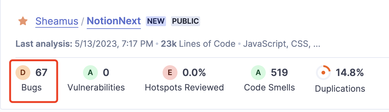 Sonar 扫描代码的bug数量有点多 · Issue #1047 · tangly1024/NotionNext · GitHub