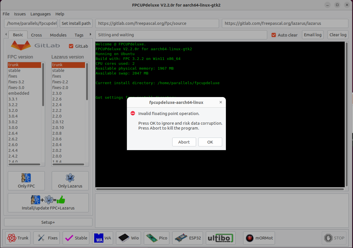 Invalid floating point application · Issue #583 · LongDirtyAnimAlf/fpcupdeluxe · GitHub