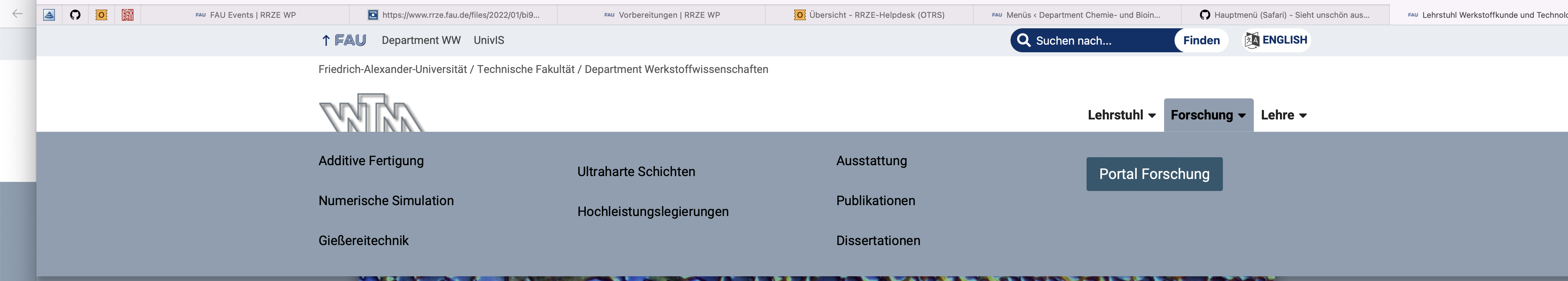 Hauptmenü - Sieht unschön aus · Issue #1034 · RRZE-Webteam/FAU-Einrichtungen · GitHub
