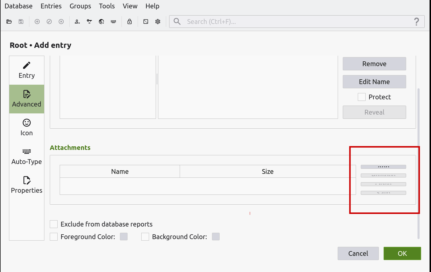Unreadable buttons in section- Add entry > Advanced > Attachments · Issue #6648 · keepassxreboot ...