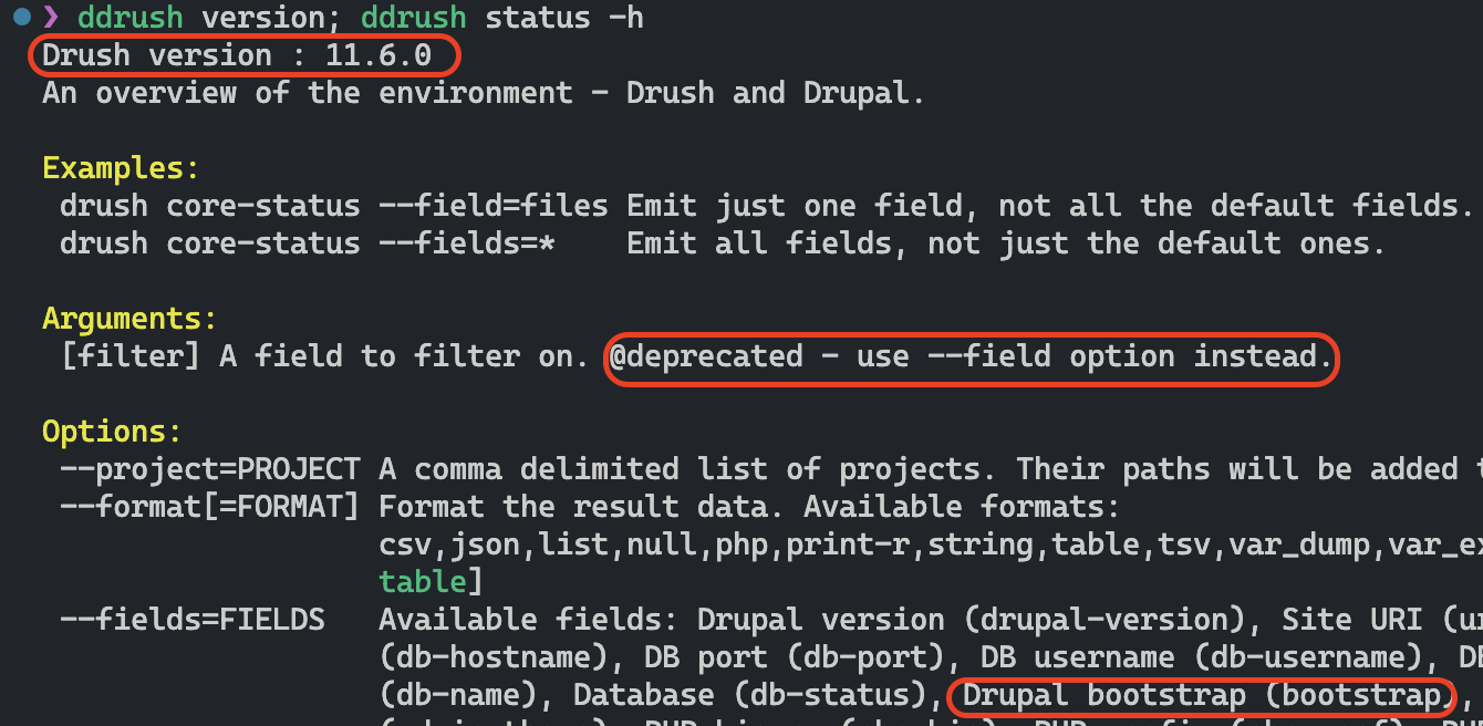drush status [field] deprecated in drush 12 · Issue #59 · platformsh ...