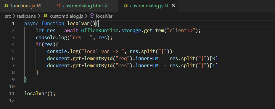 Using OfficeRuntime.storage in custom functions with custom functions runtime on windows excel ...
