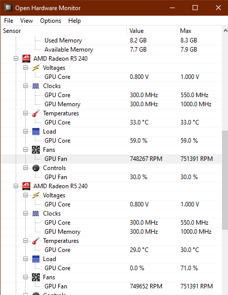 GPU Fan speed misreported on AMD Radedeon R5 240 · Issue #1444 ...