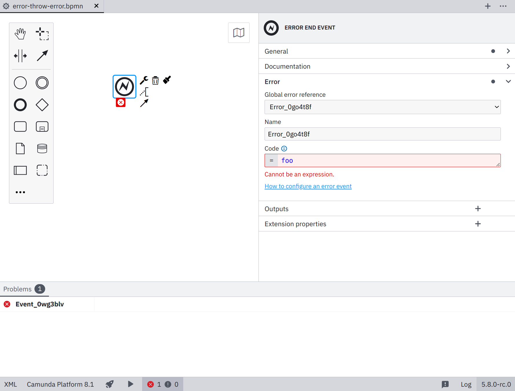 Empty error message when linting error code expression in 8.1 · Issue #3443 · camunda/camunda ...