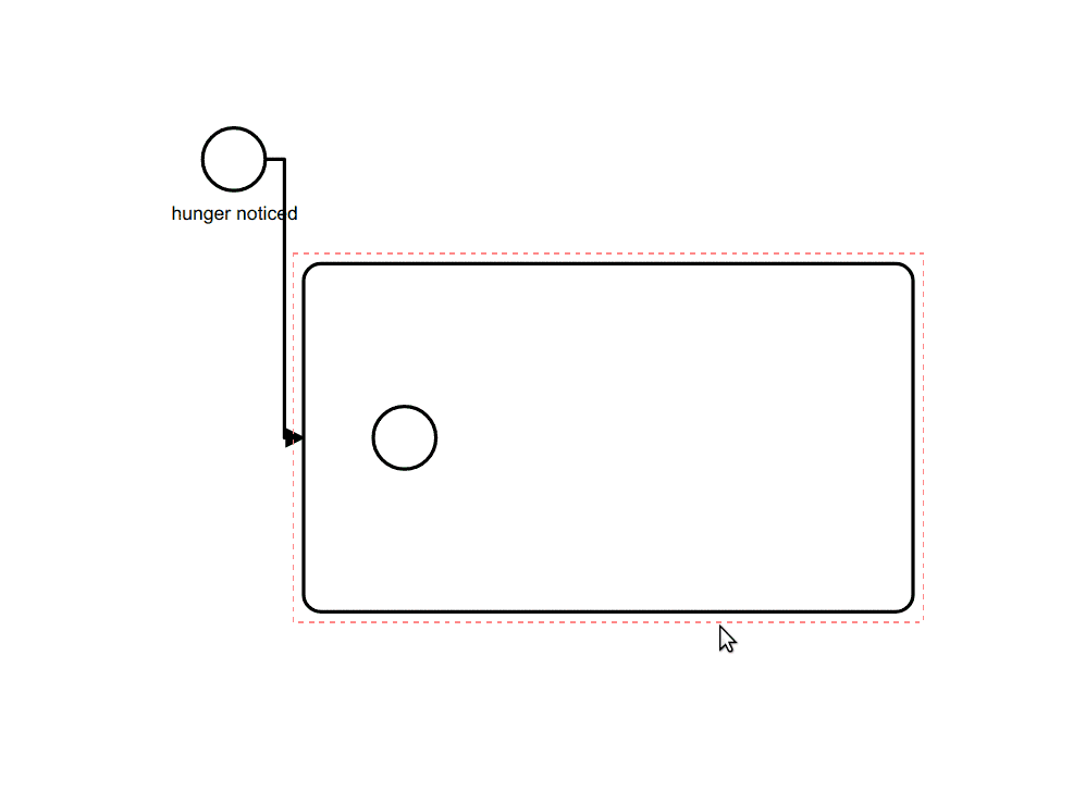 Adding an element on a very narrow connection with label breaks the ...