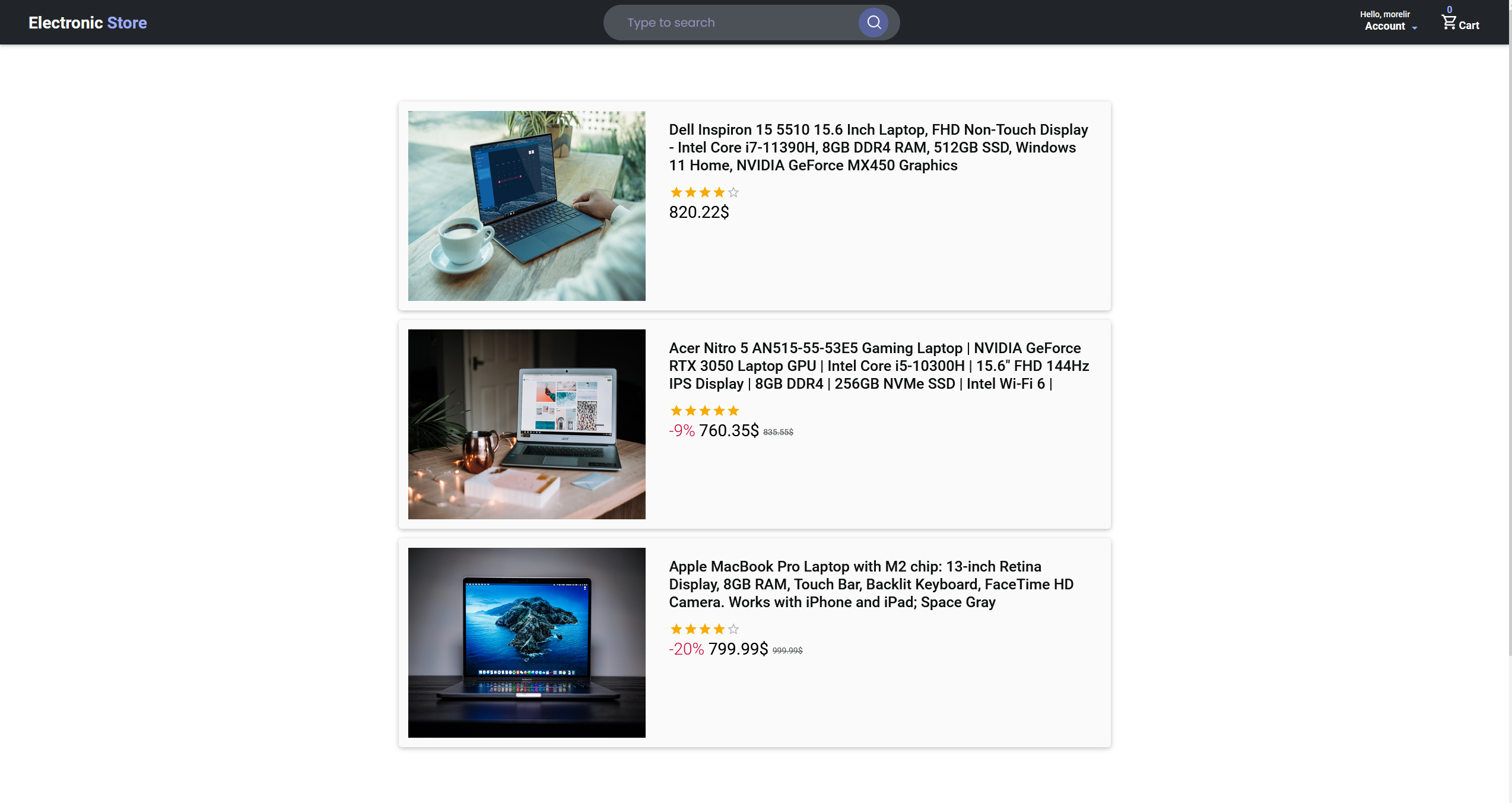 GitHub - morelir/Electronic-Store: Online Electronic Store with a ...