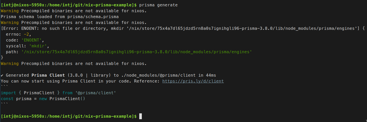 Confusing warning when using custom-built engines: `Warning Precompiled binaries are not ...