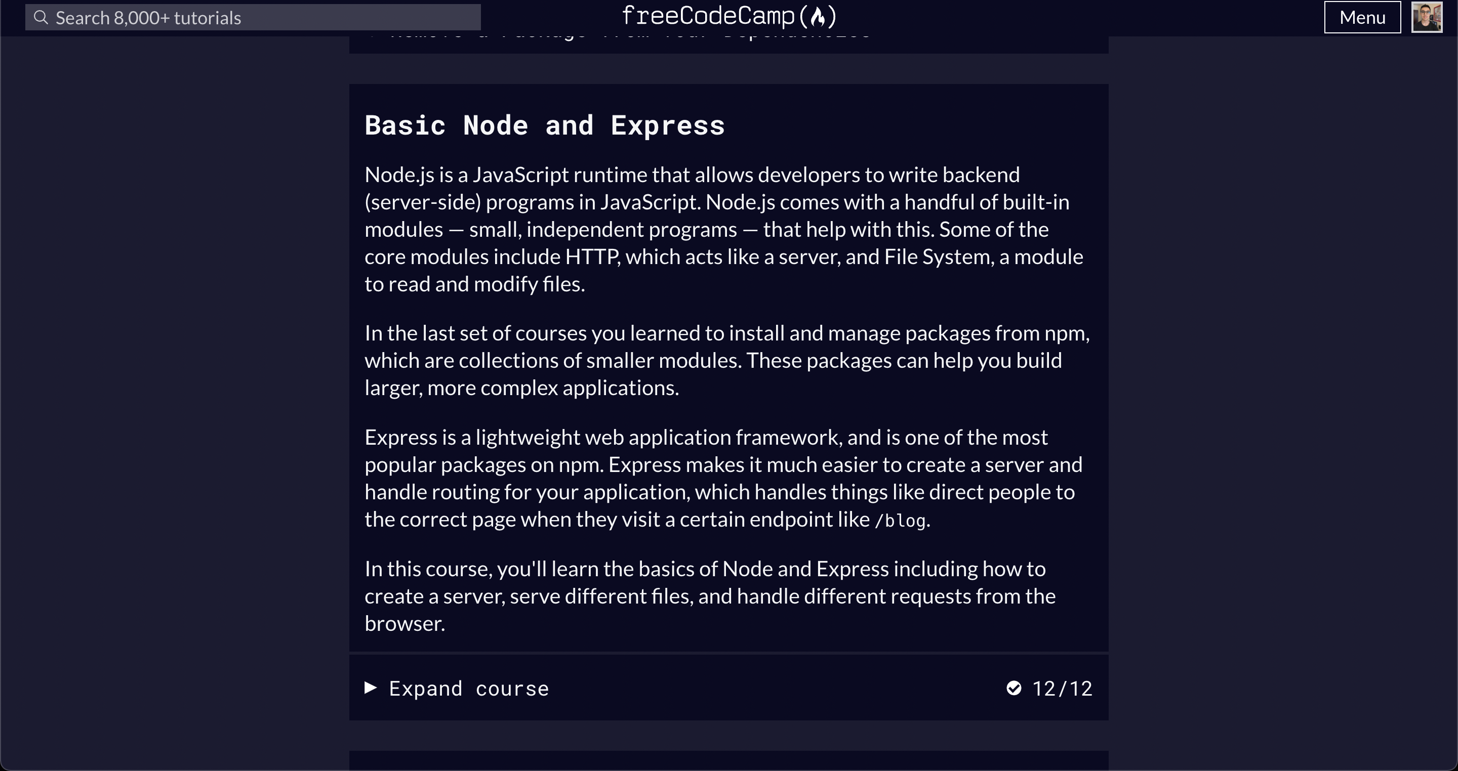 Repeat of #43283 - Typo in Basic Node and Express introduction · Issue #45619 · freeCodeCamp ...