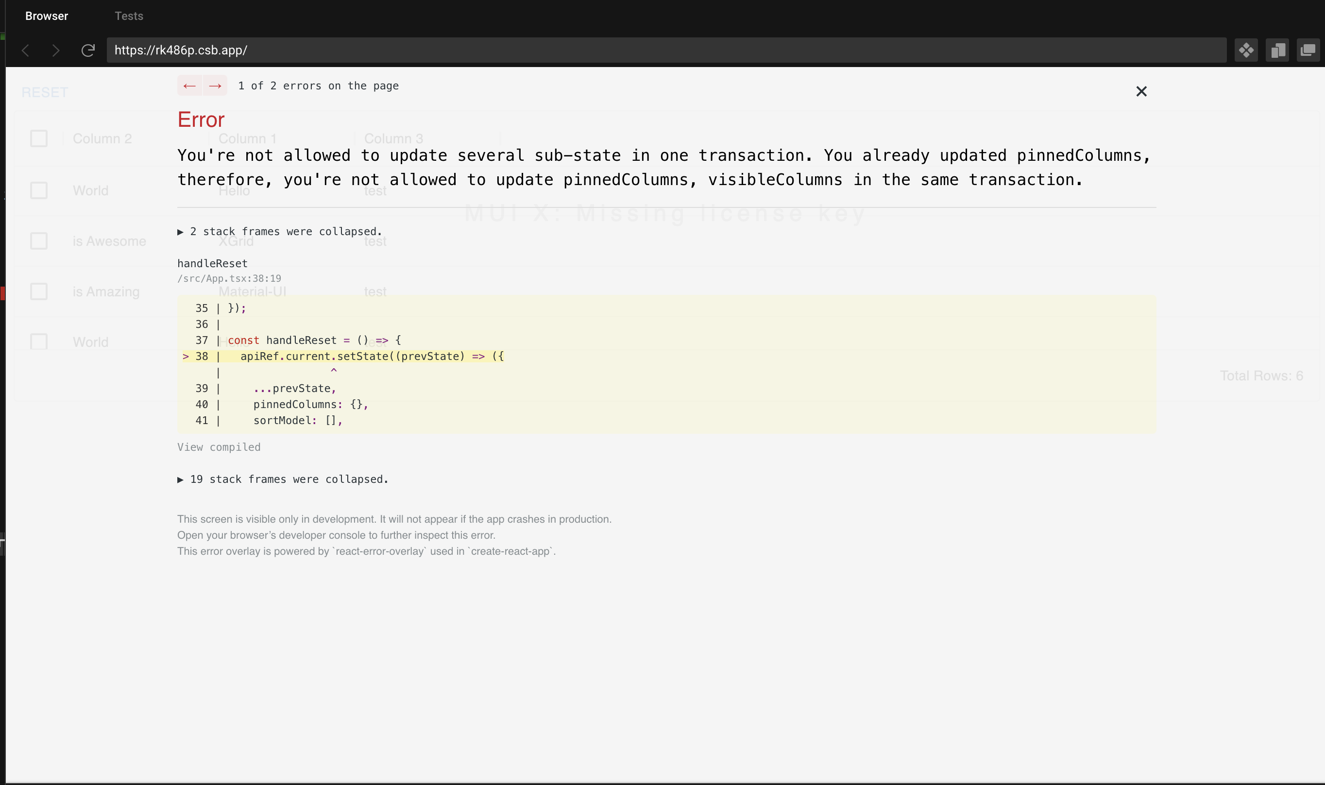 Data Grid Reset The State · Issue 4301 · Muimui X · Github 7306