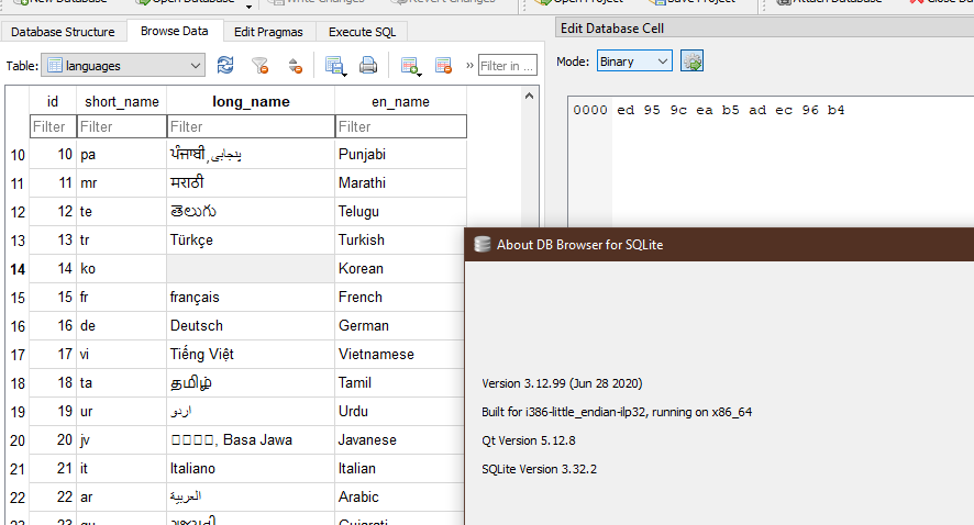 Korean text is not rendered correctly in the "Browse Data" tab · Issue #2310 · sqlitebrowser ...