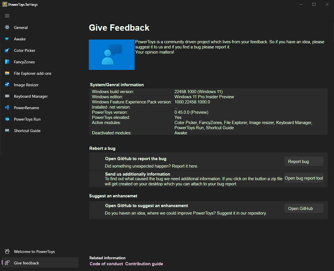 Add a feedback section · Issue #13026 · microsoft/PowerToys · GitHub
