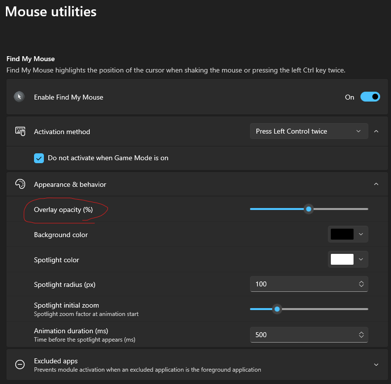Mouse utilities - Find my mouse - Spotlight opacity · Issue #19930 ...