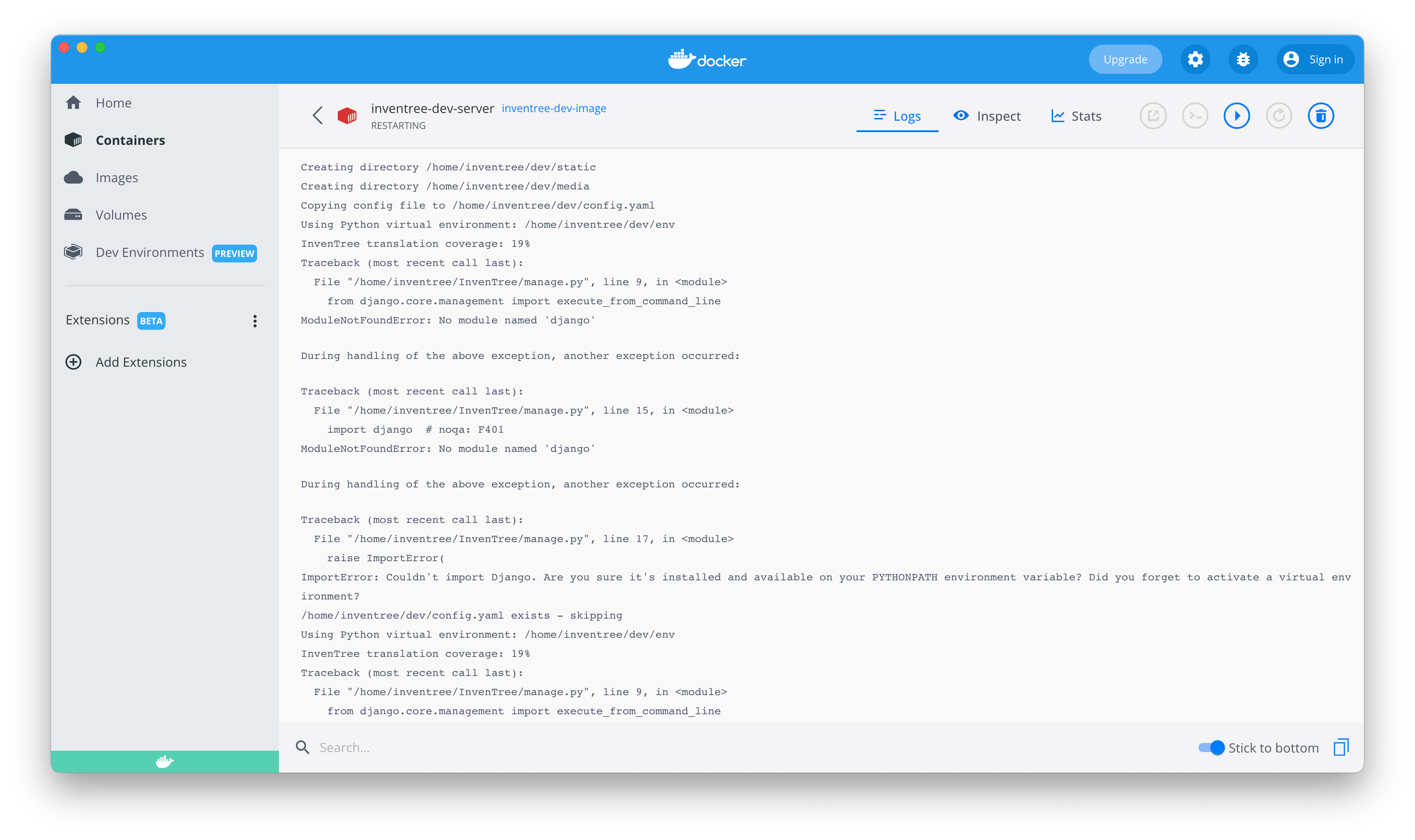 Facing Issue With Installation On Docker · Issue 3212 · Inventreeinventree · Github