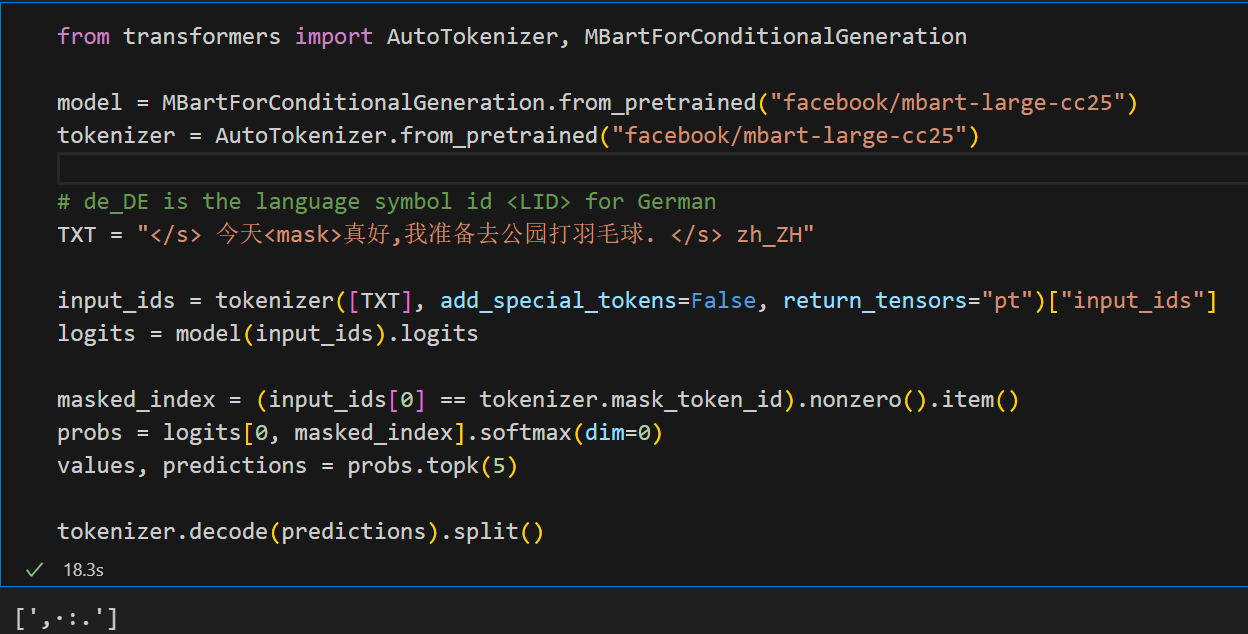 MBartForConditionalGeneration doesn't seem to be able to complete the task of filling mask ...