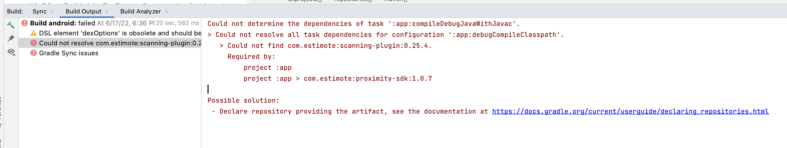 Missing Dependency Comestimotescanning Plugin0140 · Issue 23 · Estimoteandroid Proximity 4707