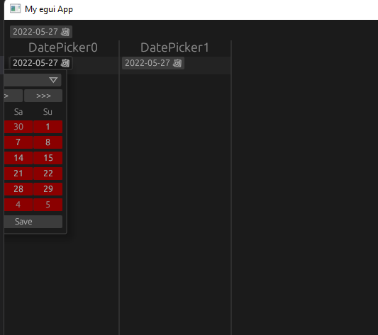 DatePickerButton displays calendar out of window when in table · Issue #1685 · emilk/egui · GitHub