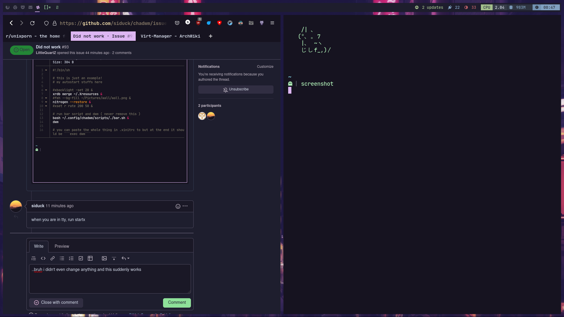 Did not work · Issue #93 · siduck/chadwm · GitHub