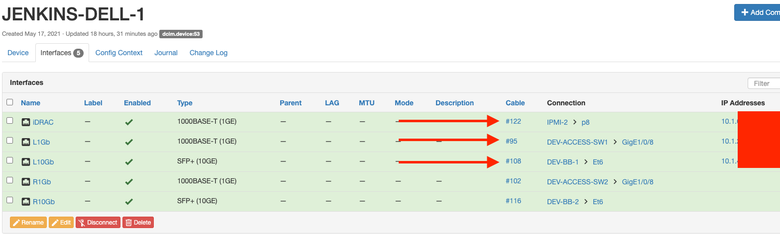 Assigning IP addresses to interfaces connected by a cable only shows on ...