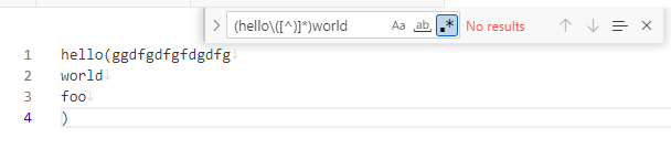 Negative character group [^)] not working with multiline characters · Issue #193010 · microsoft ...