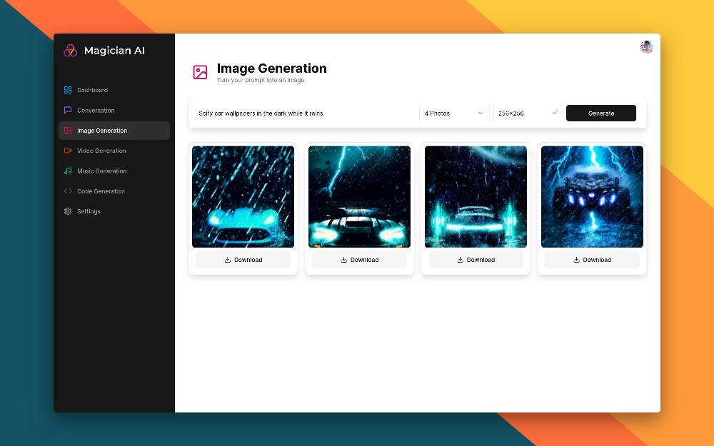 GitHub - mbeps/magician-ai: An AI generation platform allowing users to ...