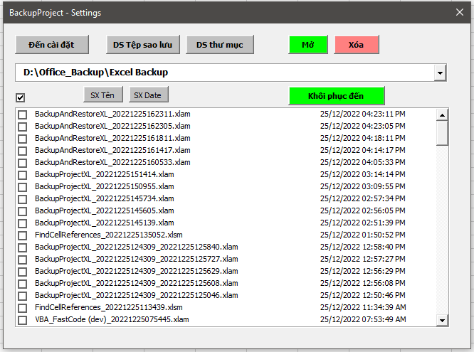 GitHub - SanbiVN/BackupAndRestoreXL: Add-in giúp tự động Lưu, Sao lưu và khôi phục dự án Excel