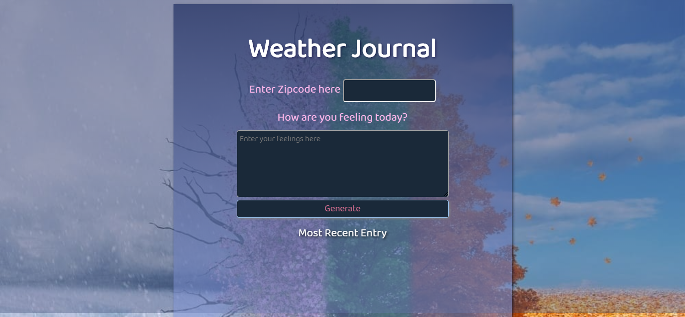 GitHub - tbd007/Weather-Journal: Weather Journal App